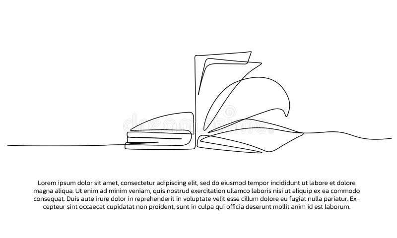 Continuous Line Design of an Open Book Stock Illustration ...