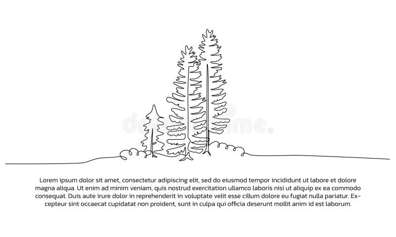 Continuous Line Design of Pine Tree Landscape Stock Illustration ...