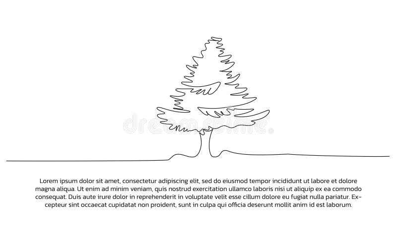 Continuous Line Design of Pine Tree Landscape Stock Illustration ...