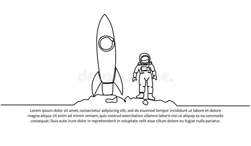 Continuous Line Design of the Rocket Flew Stock Vector - Illustration ...