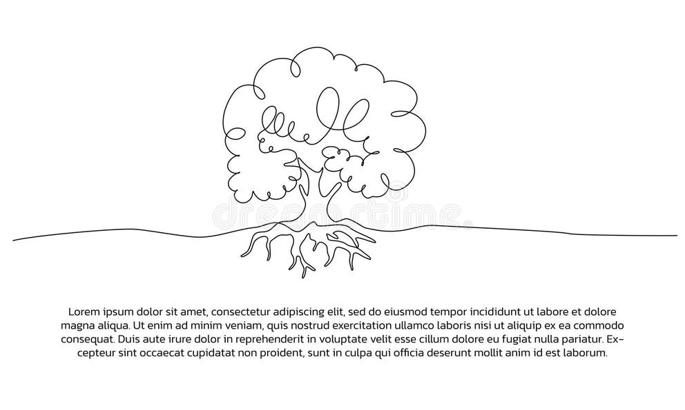 Continuous Line Design of Simple Tree Stock Vector - Illustration of ...