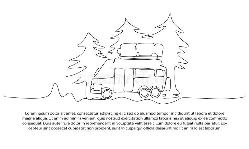 Continuous Line Design of Trip To a Camping Area Stock Illustration ...