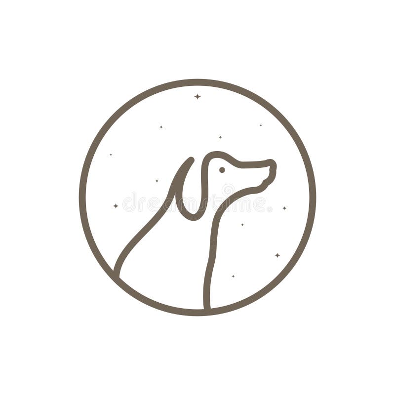 Continuous Line Dog with Circle Shape Logo Design, Vector Graphic ...