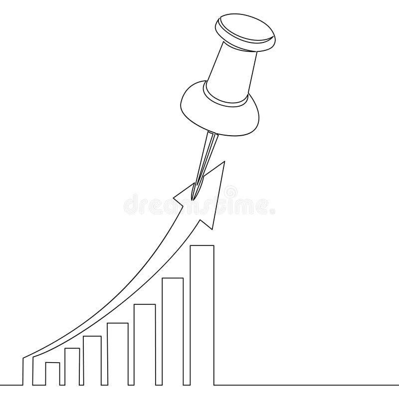 Continuous Line Drawing Abstract Financial Chart with Arrow Fixed with ...