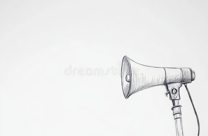 Continuous Line Drawing of an Abstract Megaphone on a White Background ...