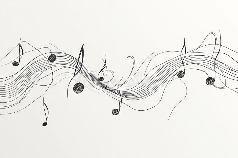 A Continuous Line Drawing Abstract Music Note Background. Outline ...