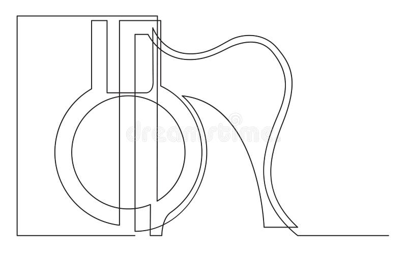 Continuous Line Drawing of Acoustic Guitar Closeup View Stock Vector ...