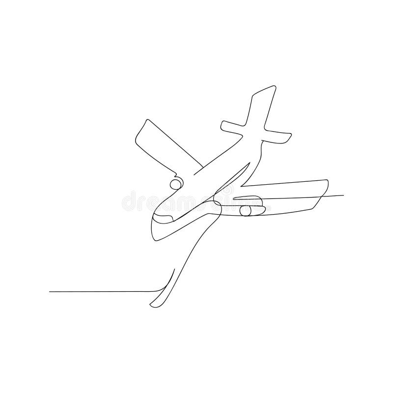 Continuous Line Drawing of Airplane. Isolated Sketch Drawing of ...