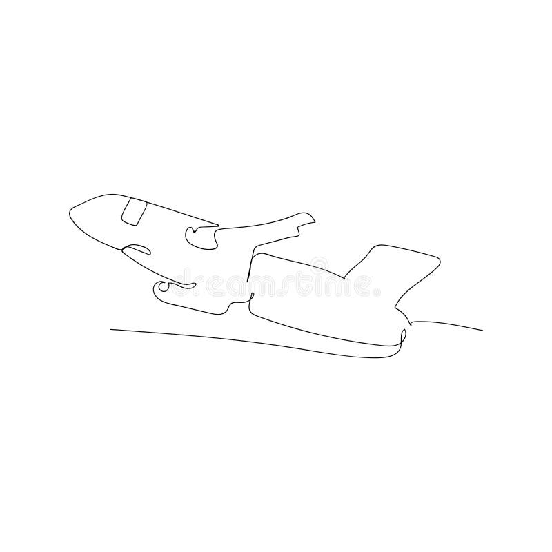 Continuous Line Drawing of Airplane. Isolated Sketch Drawing of ...