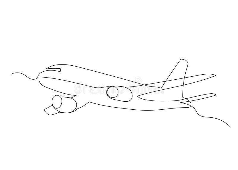 Continuous Line Drawing of an Airplane. Stock Vector - Illustration of ...