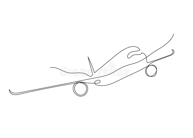 Continuous Line Drawing of an Airplane. Stock Vector - Illustration of ...