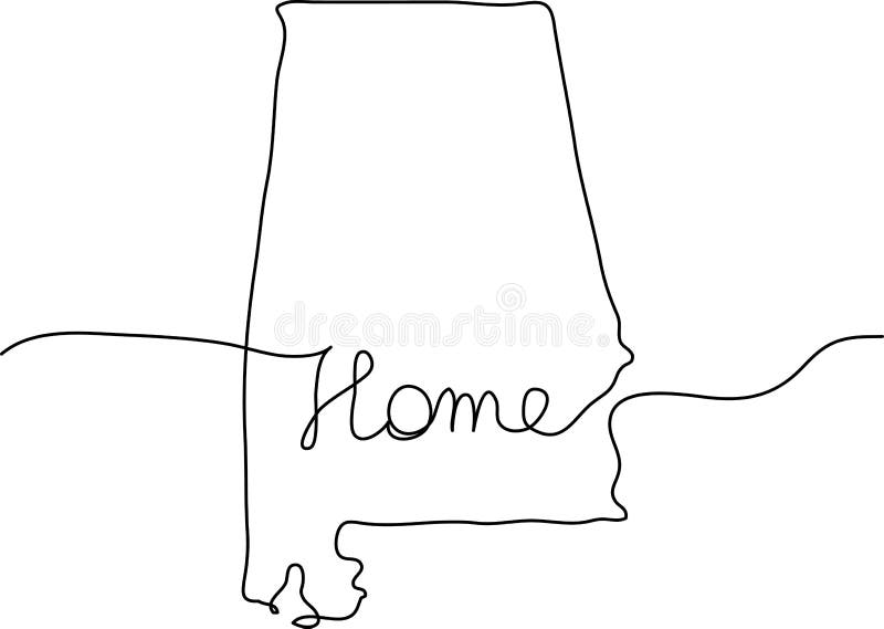 Continuous Line Drawing of Alabama Home Sign Stock Vector ...