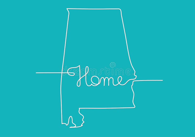 Continuous Line Drawing of Alabama Home Sign Stock Vector ...