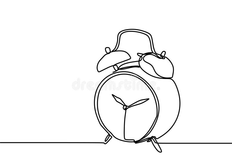 Alarm Clock at 7 Sharp Continuous One Line Drawing Minimalist Design on ...