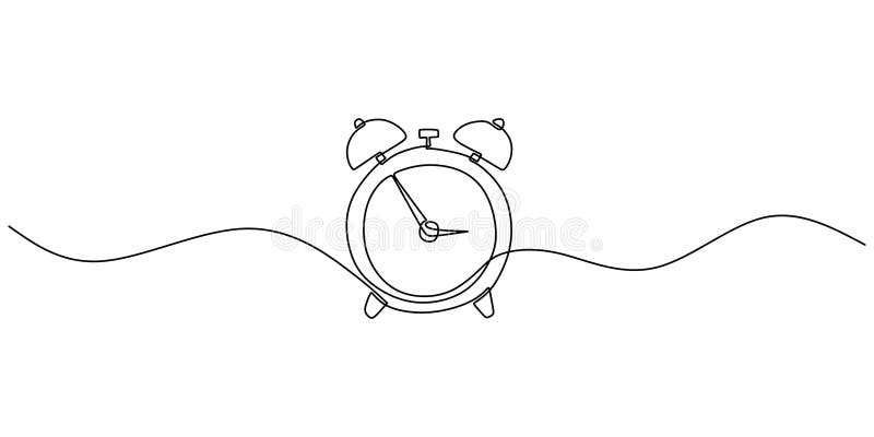 Continuous Line Drawing of Alarm Clock. Hand Drawn Education Concept ...