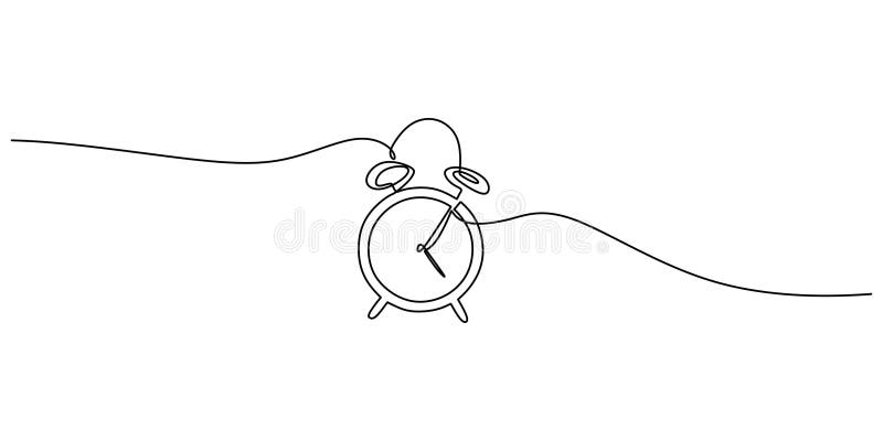 Continuous Line Drawing of Alarm Clock. Hand Drawn Education Concept ...