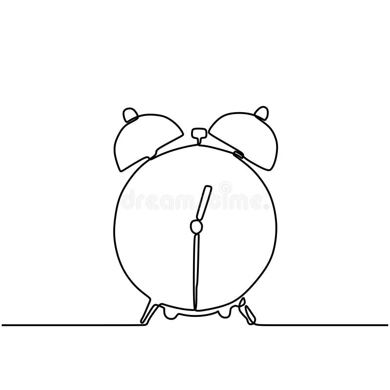 Continuous Line Drawing of Alarm Clock. Hand Drawn Education Concept ...
