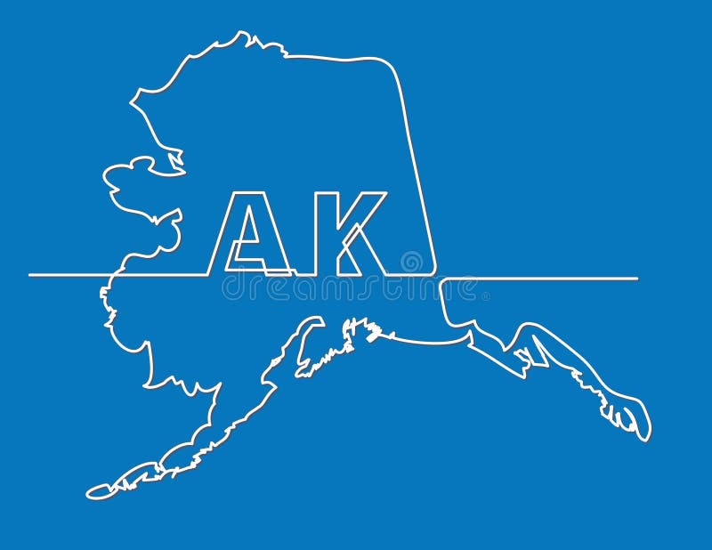 Continuous Line Drawing of Alaska State Stock Vector - Illustration of ...