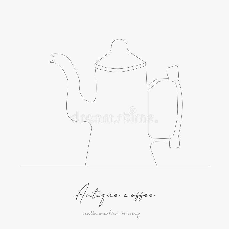 Antique Coffee Pot Continuous Vector Line Graphic. Stock Illustration ...