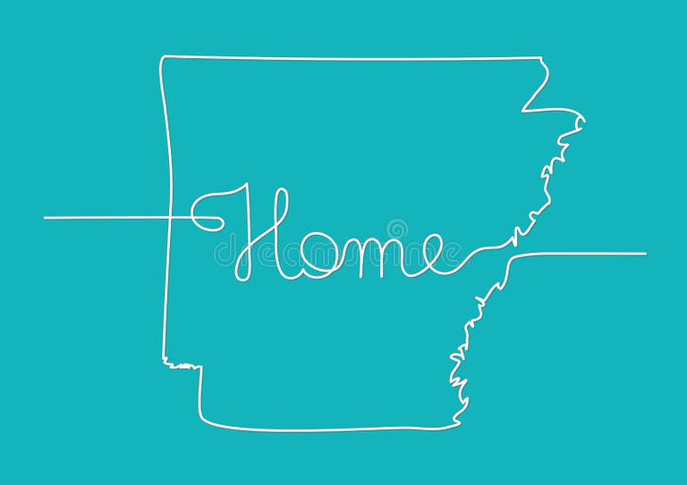 Continuous Line Drawing of Arkansas Stock Vector - Illustration of ...