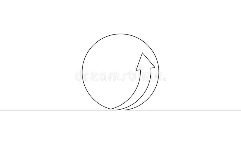 Continuous Line Drawing Of Arrow Up With Circle Stock Vector Illustration Of Finance Forward