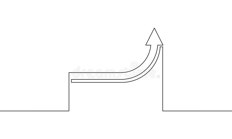 Continuous Line Drawing of Growth Graph. Illustration Vector of Arrow ...