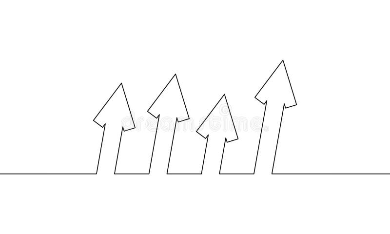 Continuous Line Drawing of Increasing Chart. Arrow Up, Business Growth ...