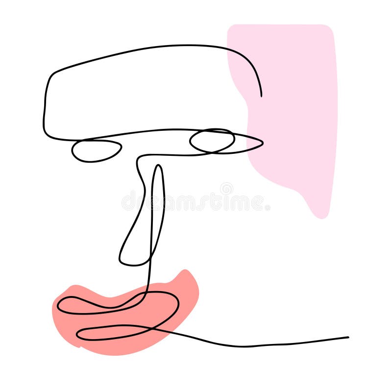 Continuous Line Drawing Art. Abstract Face Line Hand Drawn for ...