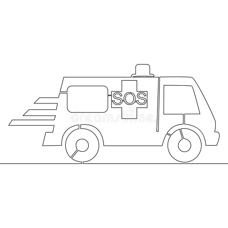 Continuous Line Drawing Art Ambulance Car Concept Stock Vector ...