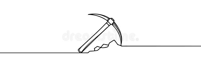 Continuous Line Drawing Art Pickaxe Tool Mining Pickaxe Concept Stock ...