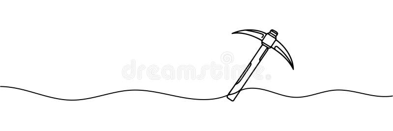 Continuous Line Drawing Art Pickaxe Tool Mining Pickaxe Concept Stock ...