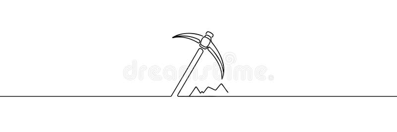 Continuous Line Drawing Art Pickaxe Tool Mining Pickaxe Concept Stock ...