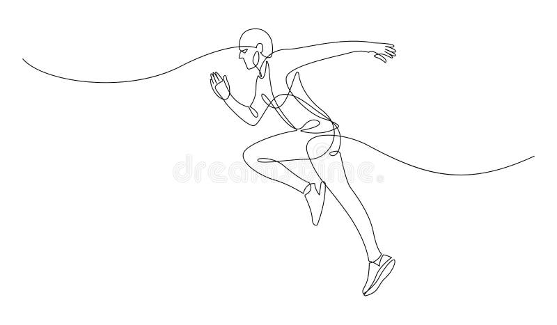 Continuous Line Drawing of Athlete Running Stock Vector - Illustration ...