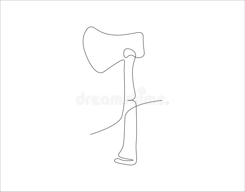 Continuous Line Drawing of Axe. One Line of Axe. Hatchet Continuous ...