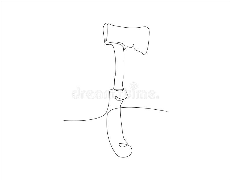 Continuous Line Drawing of Axe. One Line of Axe. Hatchet Continuous ...