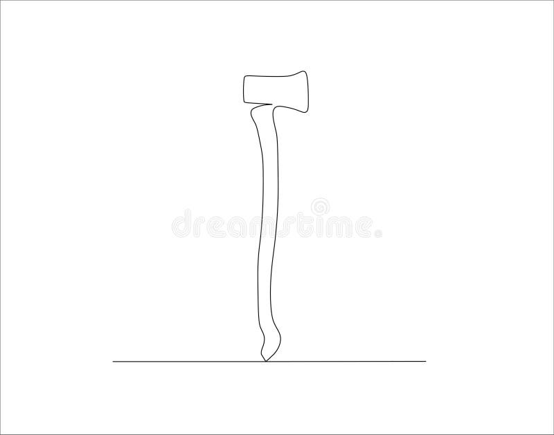 Continuous Line Drawing of Axe. One Line of Axe. Hatchet Continuous ...