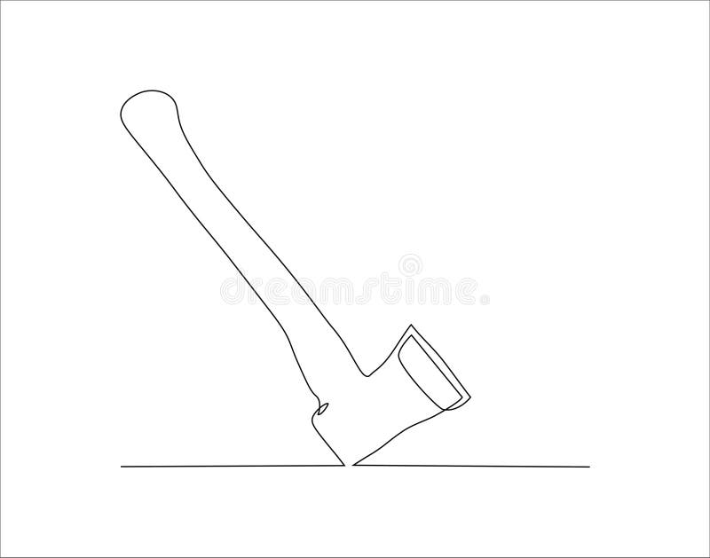 Continuous Line Drawing of Axe. One Line of Axe. Hatchet Continuous ...