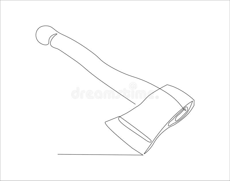 Continuous Line Drawing of Axe. One Line of Axe. Hatchet Continuous ...