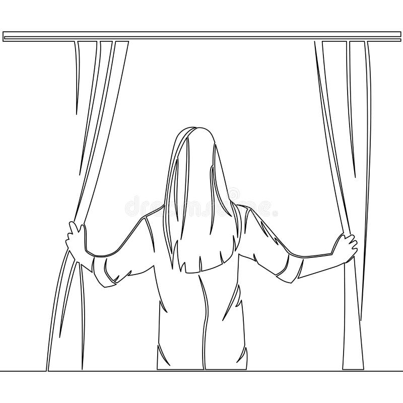 One Line Drawing Curtain Stock Illustrations – 19 One Line Drawing ...