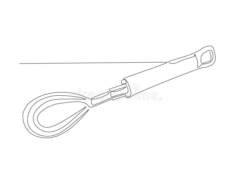 Continuous Line Drawing of Balloon Whisk. One Line of Kitchen Tool ...