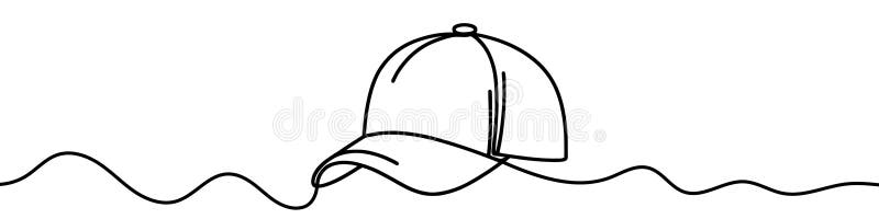 Continuous Line Drawing of Baseball Cap. One Line Drawing of a Baseball ...