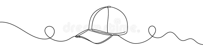 Continuous Line Drawing of Baseball Cap. One Line Drawing of a Baseball ...