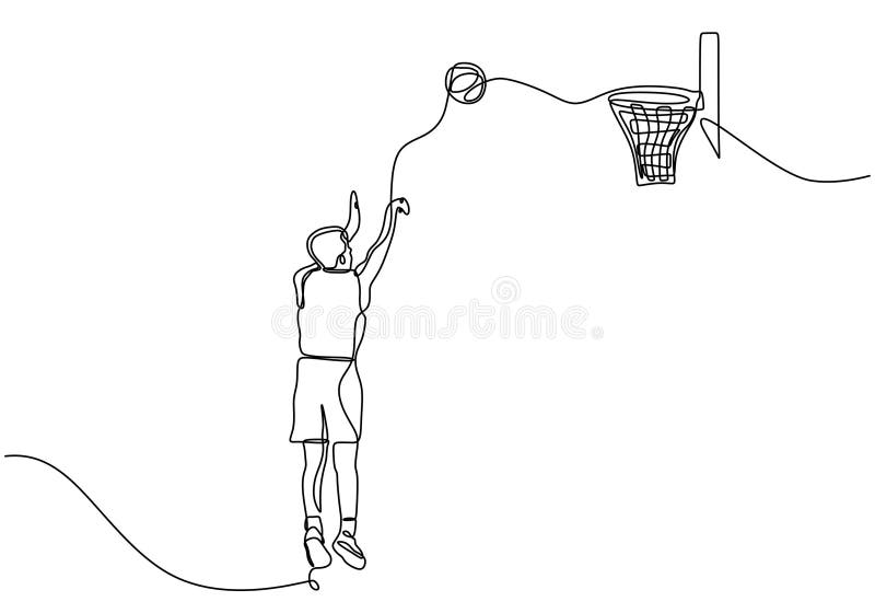 Continuous Line Drawing of Basketball Player Shooting Stock Vector ...