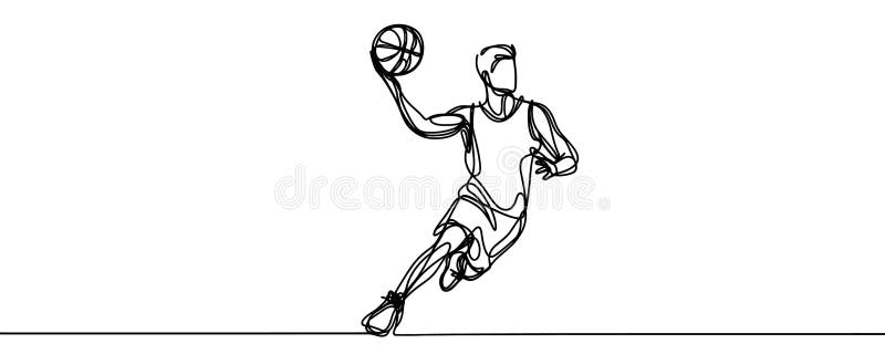 Continuous Line Drawing of a Basketball Player. Vector Illustration ...