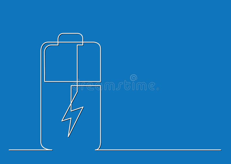 Continuous Line Drawing of Battery Stock Vector - Illustration of line ...