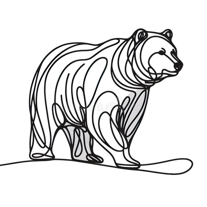 A Continuous Line Drawing of a Bear in Motion on a White Background ...