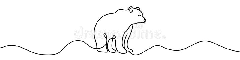 Continuous Line Drawing Bear Walking on a Line Stock Illustration ...