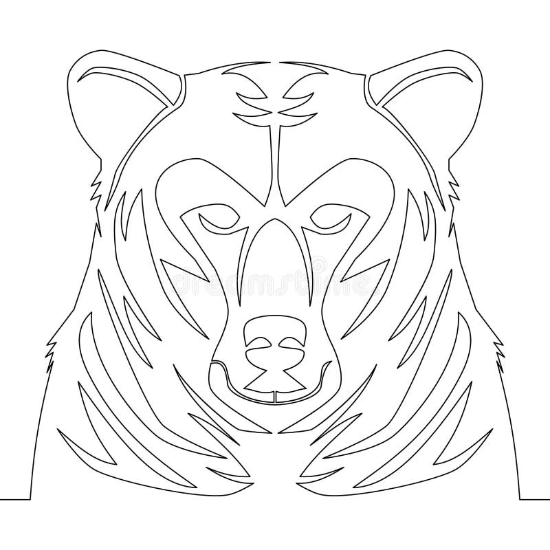 Continuous Line Drawing Bear Wild Animal Icon Vector Illustration ...