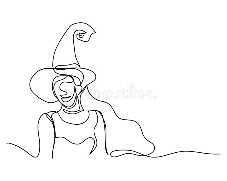 Continuous Line Drawing Witch Stock Illustrations 135 Continuous Line