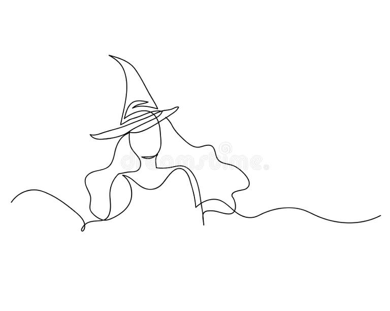 Continuous Line Drawing Witch Stock Illustrations 135 Continuous Line
